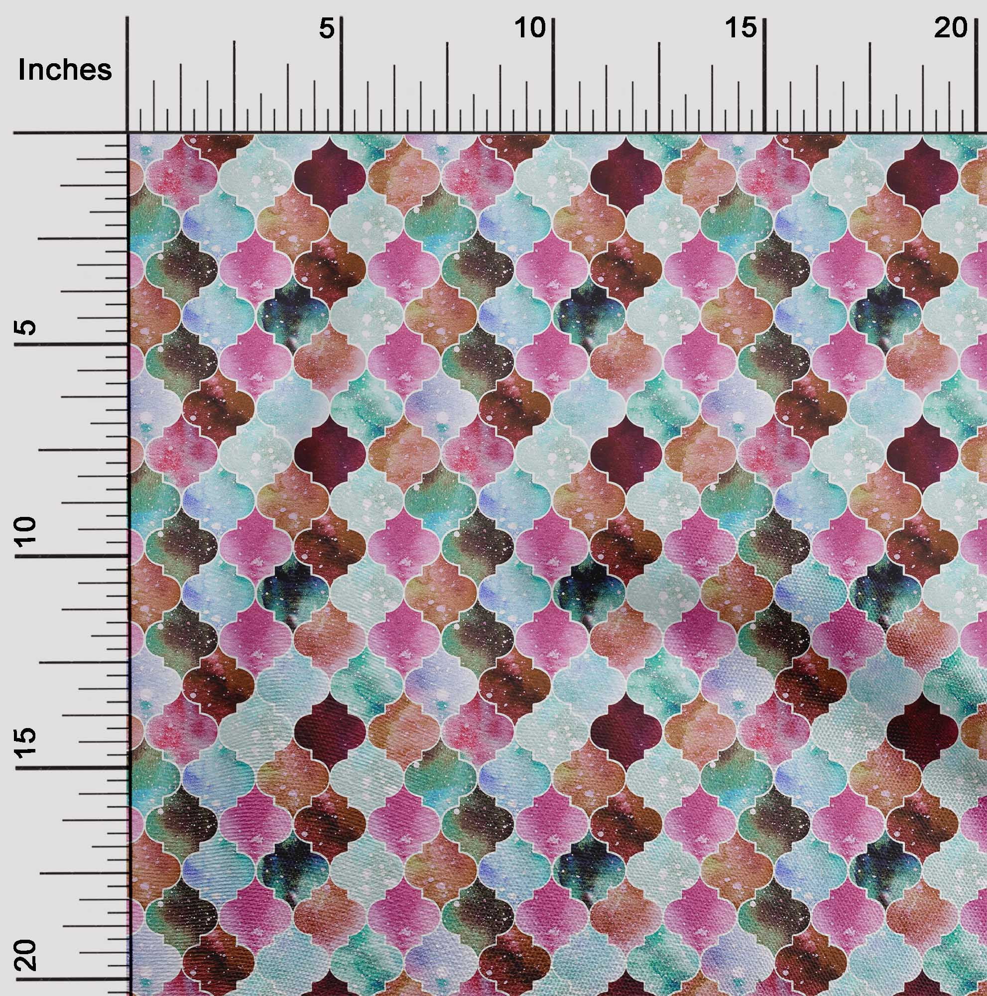 oneOone Cotton Silk Fabric Textured Moroccan Geometric Print Fabric by ...