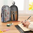 Backpack Pencil Case, 3 Compartment Large Capacity Oxford Fabric Pencil ...