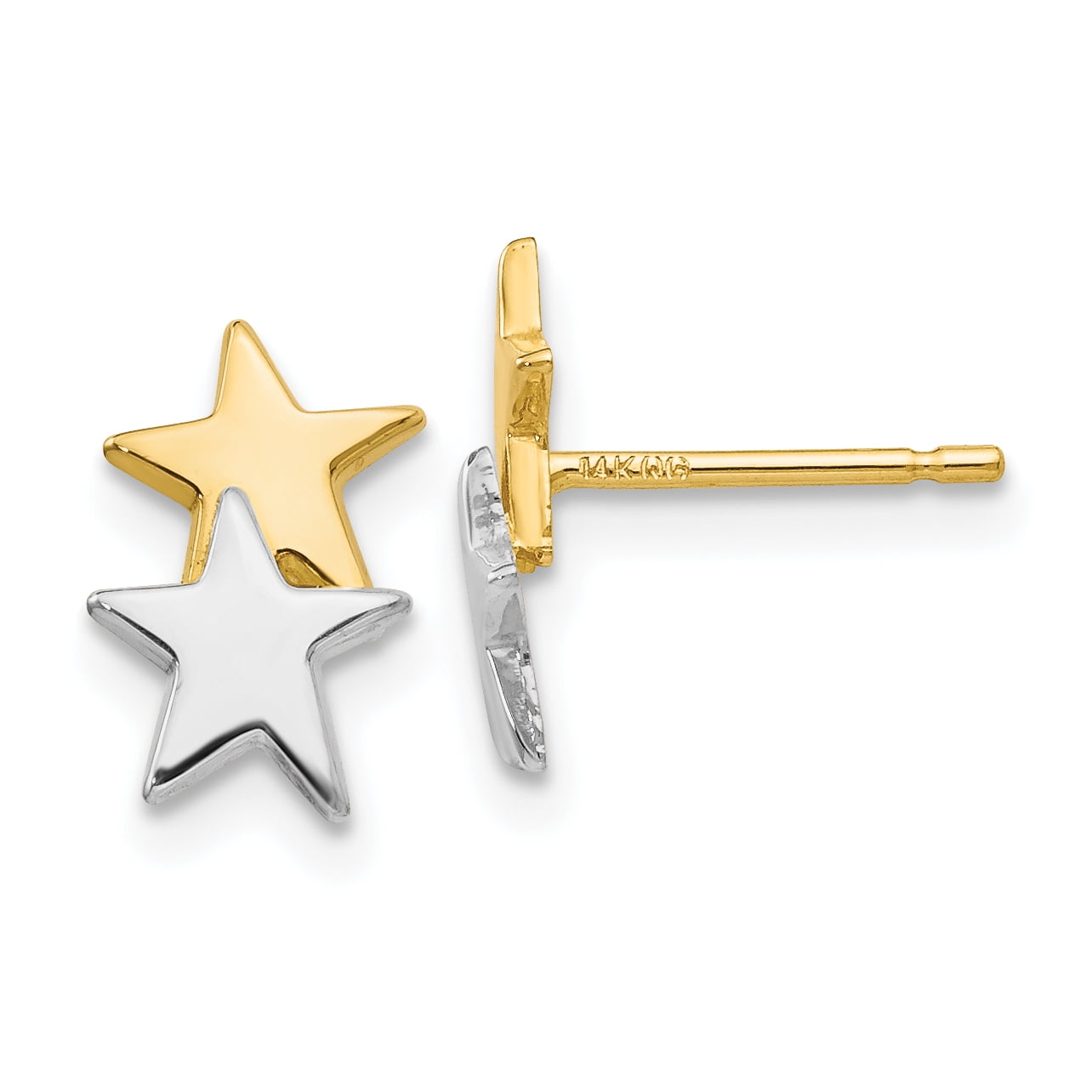 14k with Rhodium Polished Star Post Earrings - Walmart.com - Walmart.com