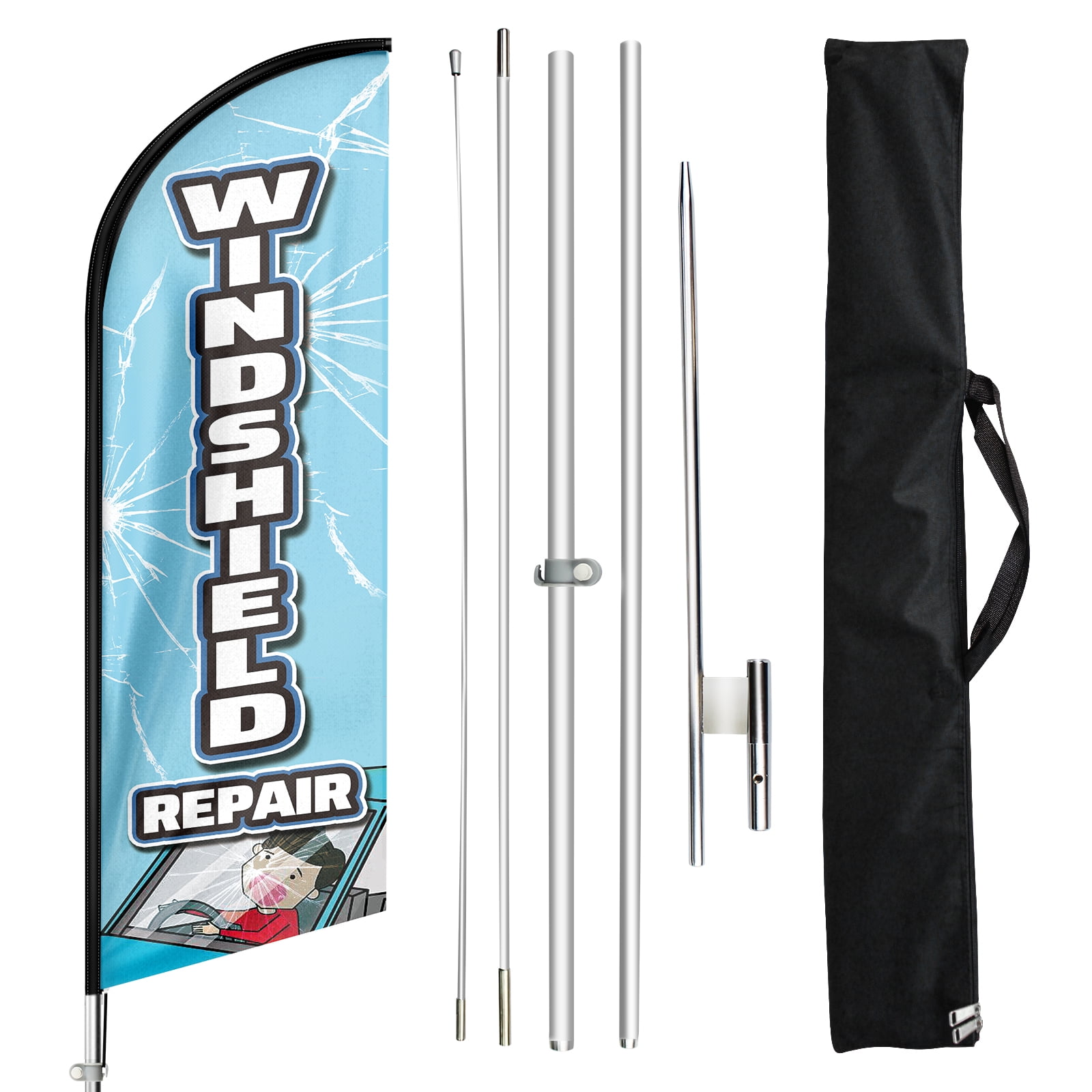 Windshield Repair Sign Feather Flag with Pole Kit,11ft Windshield ...