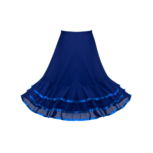 IEFIEL Kids Girls Vintage Full Circle Dance Skirt Latin Flamenco ...