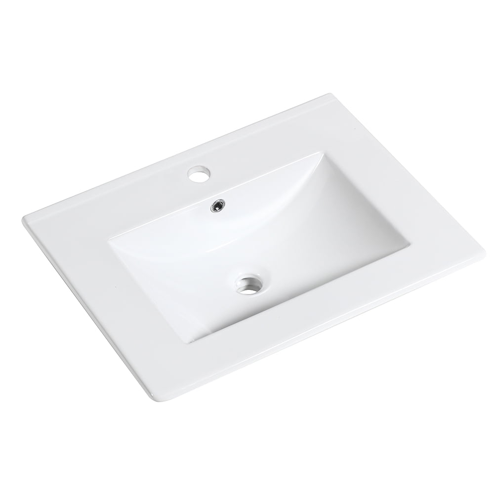 Saint Birch White Ceramic 1 Hole Single Bathroom Vanity Top with Sink ...