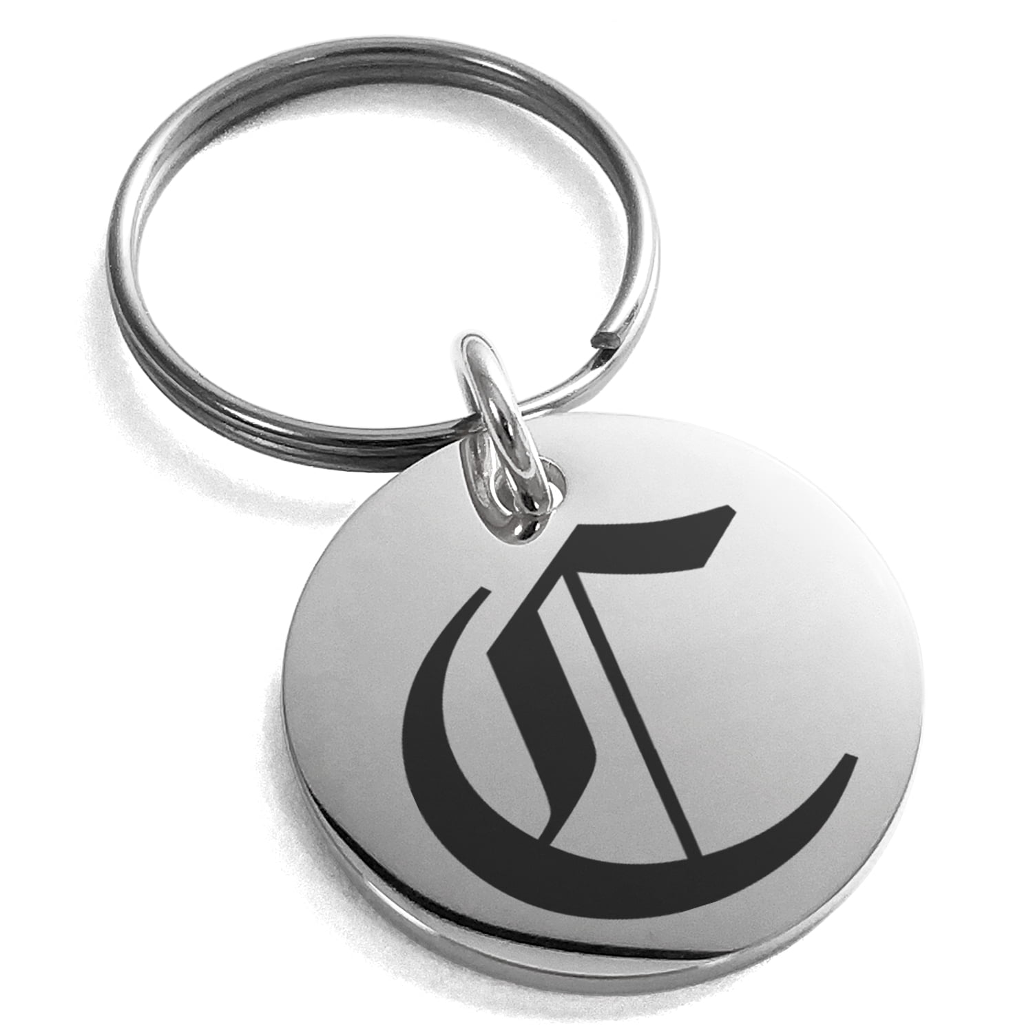 Stainless Steel Letter C Initial Old English Monogram Engraved Small ...