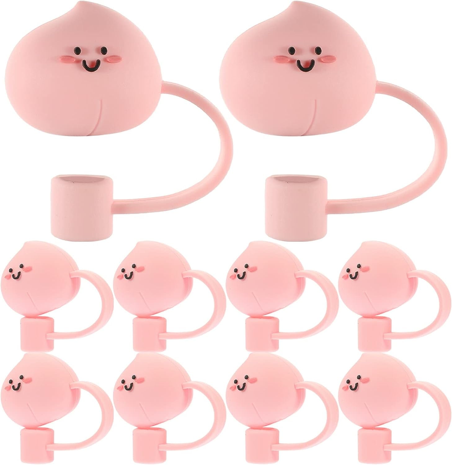 Silicone Straw Tips Cover 8pcs Peach Straw Plugs Funny Fruit Shaped ...