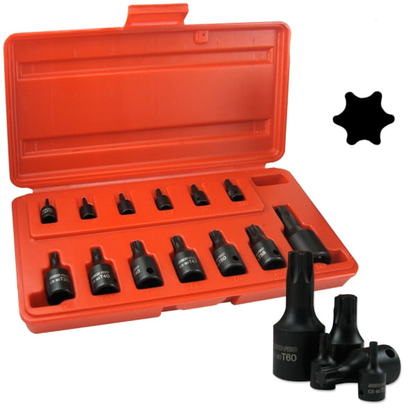 13 Pc Impact Star Socket Bit Torx Set Pro Tools T10 - T60 - Walmart.com ...