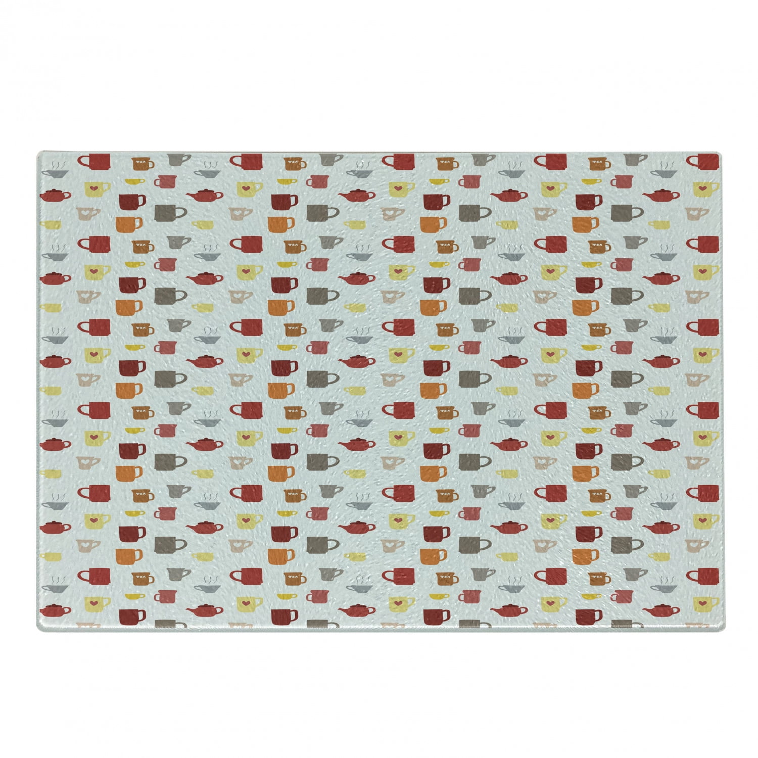 Tea Party Cutting Board, Colorful Coffee Cups and Tea Mugs Pattern ...