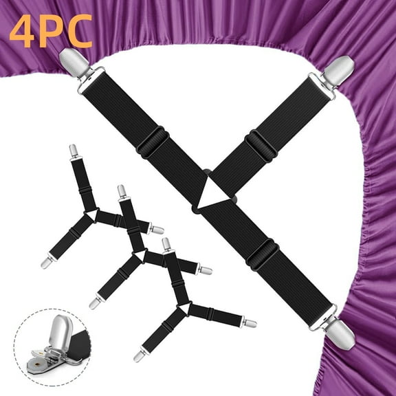 Bed Sheet Straps Adjustable,Metal Fasteners,6 Sides for Full,Queen,King ...