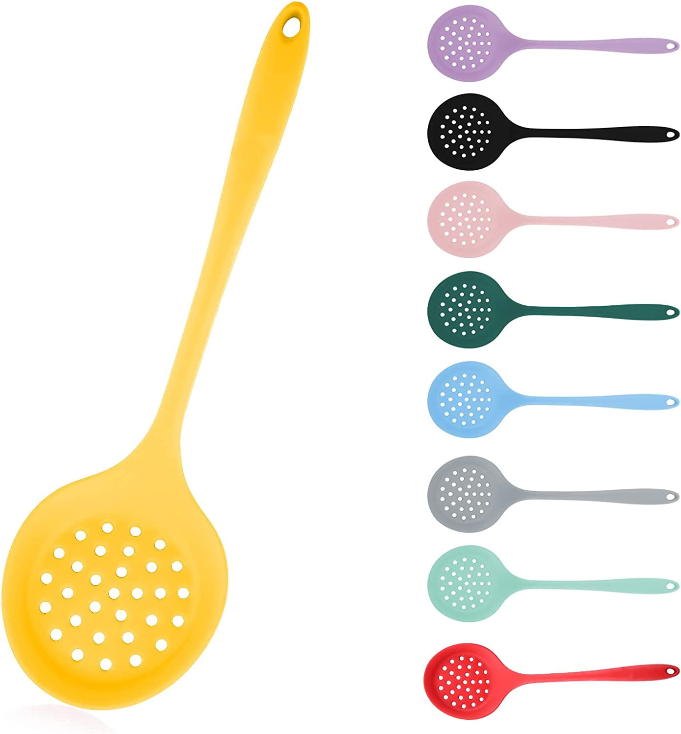 Haomacro Silicone Slotted Spoon, Strainer Spoon, Skimmer Spoon, Slotted ...