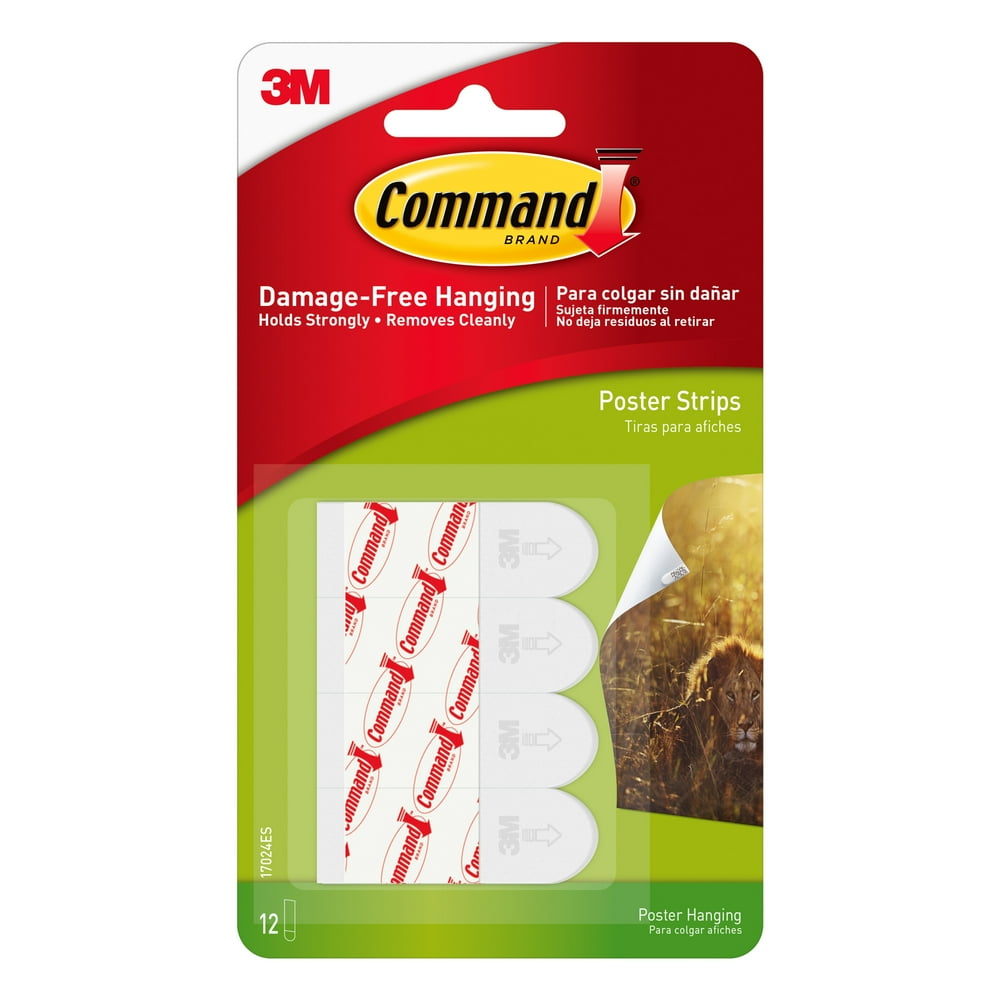 3M Poster Strips with Command Adhesive, 12/Pkg. - Walmart.com - Walmart.com