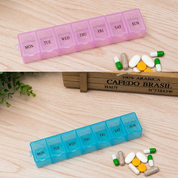 justharion Weekly Pill Organizer 7 Day Pill Box Case Letters Design ...