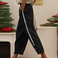 Antqov Linen Pants Women, Solid Color Elastic Waist Drawstring Side ...