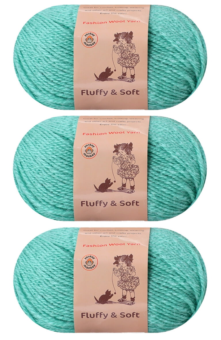 3-Pack Fluffy Wool Yarn by Yonkey Monkey. Lightweight and Soft ...