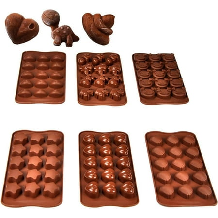 Xizioo 6-Pack Silicone Baking Molds for Chocolate, Soap, Ice Cube ...