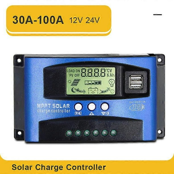 Controlador solar MPPT 100A 60A 50A 40A 30A Pantalla LCD USB dual 12V 24V Panel solar Cargador ...