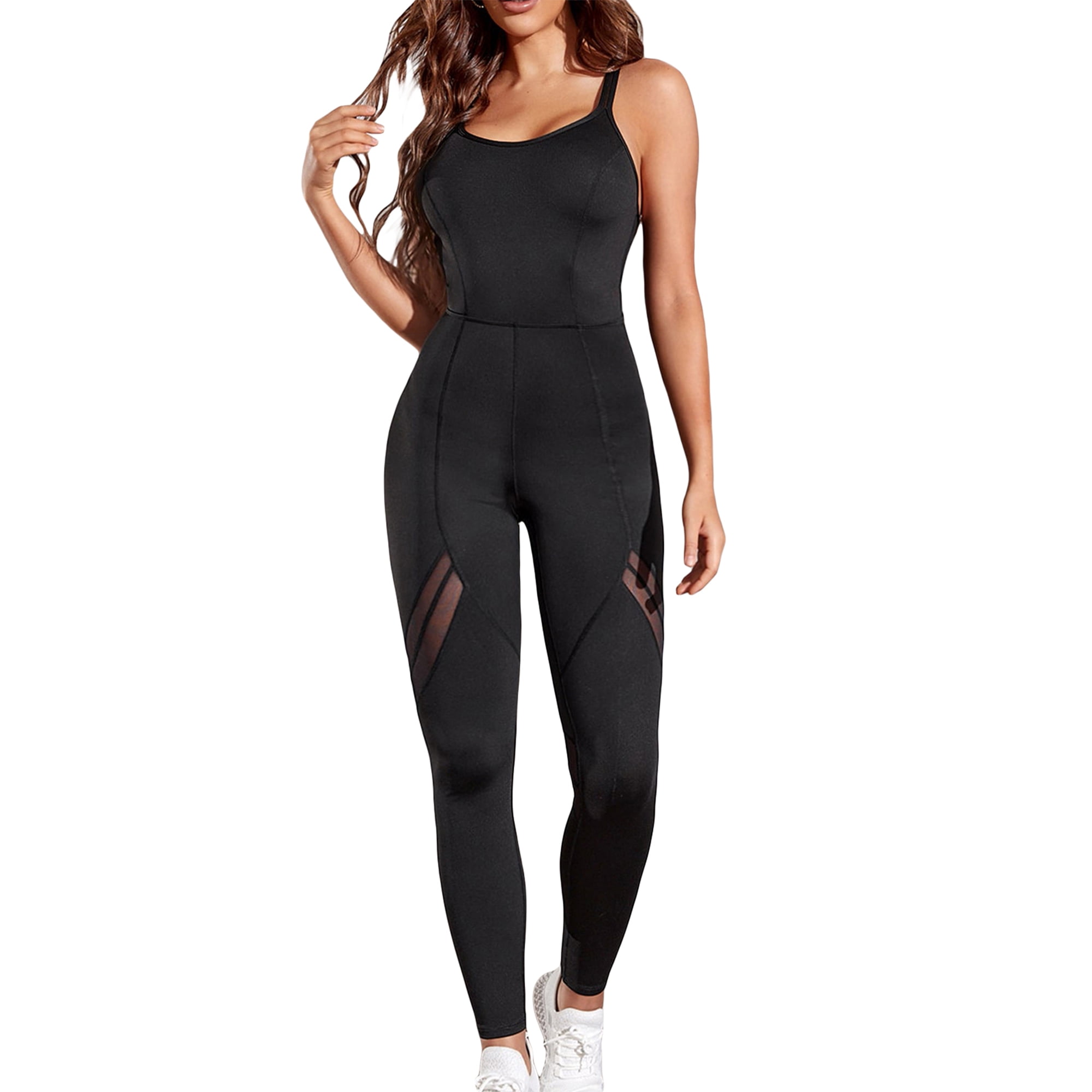 Click here for Sunsiom Women Workout Romper Sheer Mesh Patchwork... prices