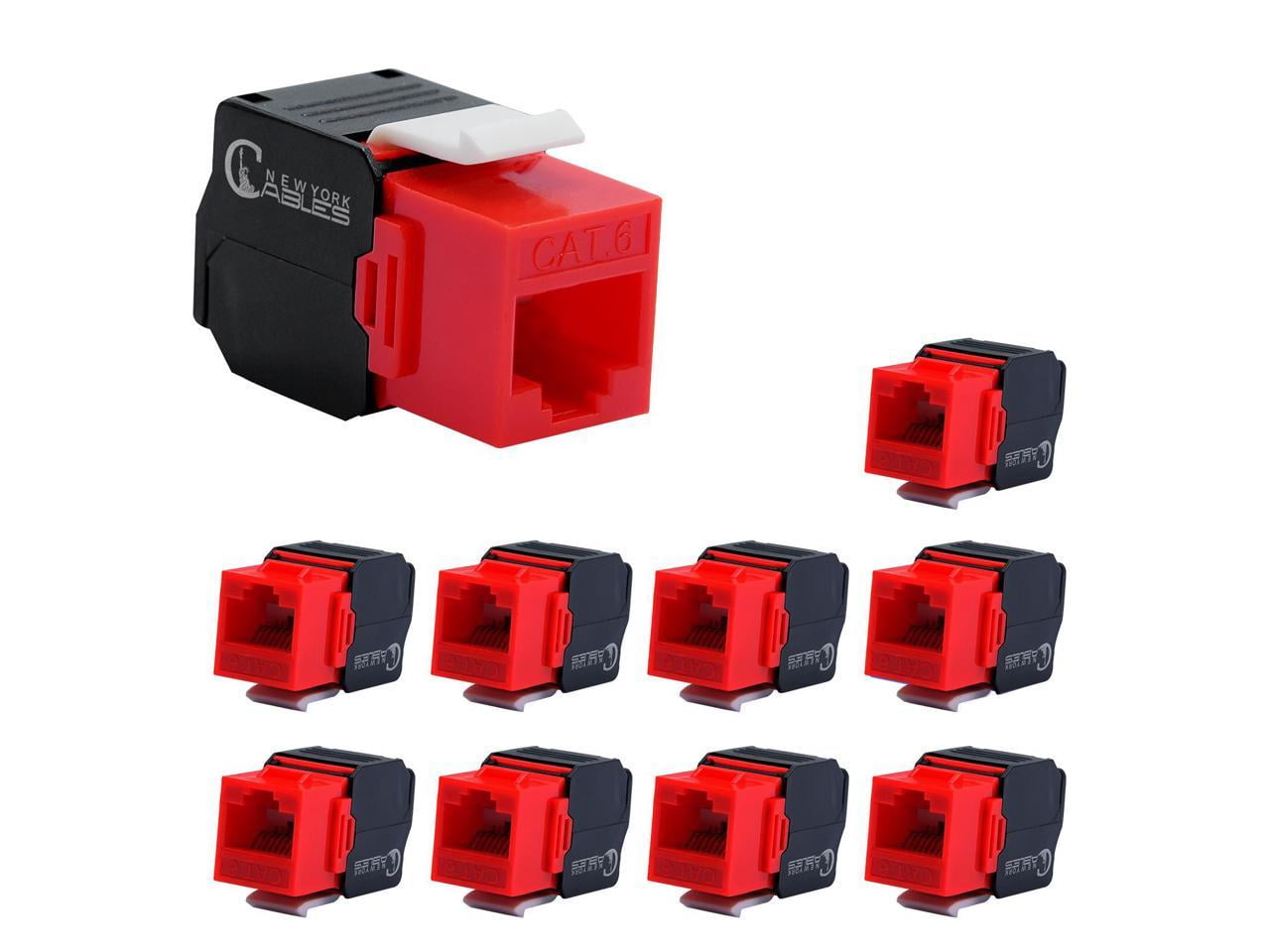 RJ45 Vertical Keystone Jack 180-Degree UTP Ethernet Network Jacks Red ...