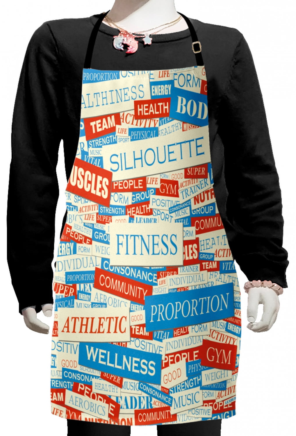 Fitness Kids Apron, Collage of Words Physical Activity Healthiness ...