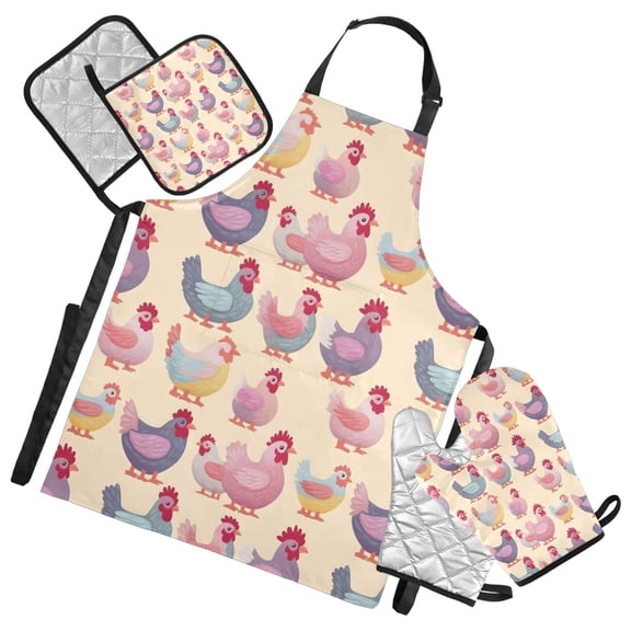 Anime Style Wooden House Oven Mitts and Pot Holders with Chef Apron Set ...