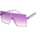 Super Oversize Translucent Square Sunglasses Flat Top Color Tinted Flat Lens 69mm Purple