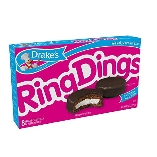 Drake's Ring Dings, 5 Boxes of Chocolate Coated Frosted Creme Filled ...