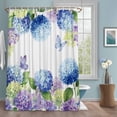 Blue Purple Hydrangea Shower Curtain for Bathroom, Summer Watercolor ...