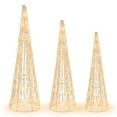 Gymax Set of 3 Lighted Christmas Cone Trees Glittered Christmas Tree ...