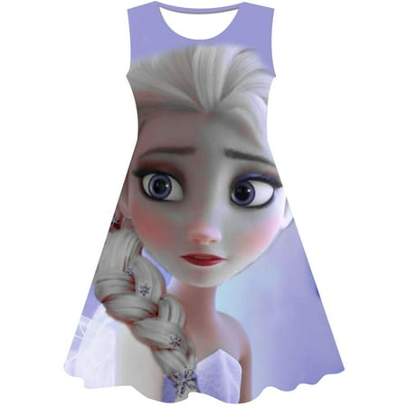 Disney filles robe Elsa congelée filles robe été nouvelles filles col ...