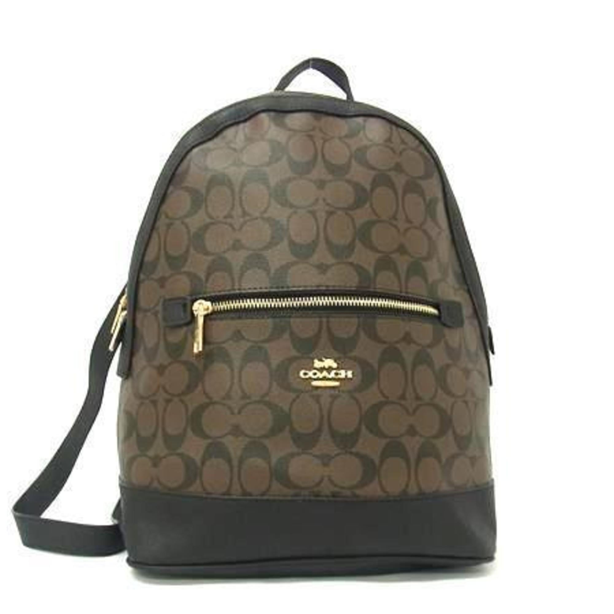 Pre-Owned COACH Kenley Signature Backpack C5679 in Brown and Black ...