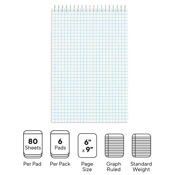Staples Steno Pads 6" x 9" Quad Assorted Color Covers 80 Sh./Pad 6 Pads ...