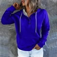 HTNBO Women's Pullover Hoodies Tops Casual Button Down Drawstring ...