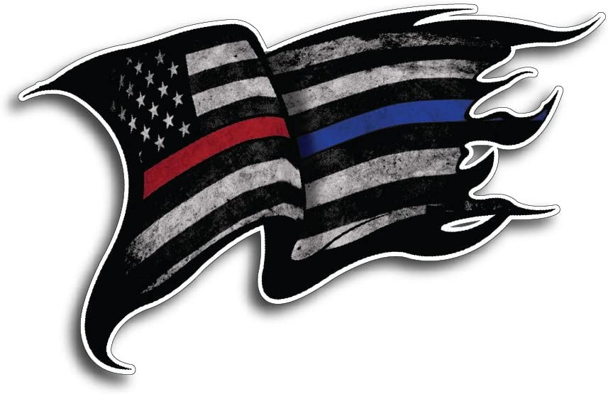 Tattered Distressed Thin Red Line Flag Firefighter Fire Department Fire ...