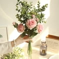 Artificial Eucalyptus and Rose Bouquet, Fake Plants Eucalyptus Leaves ...