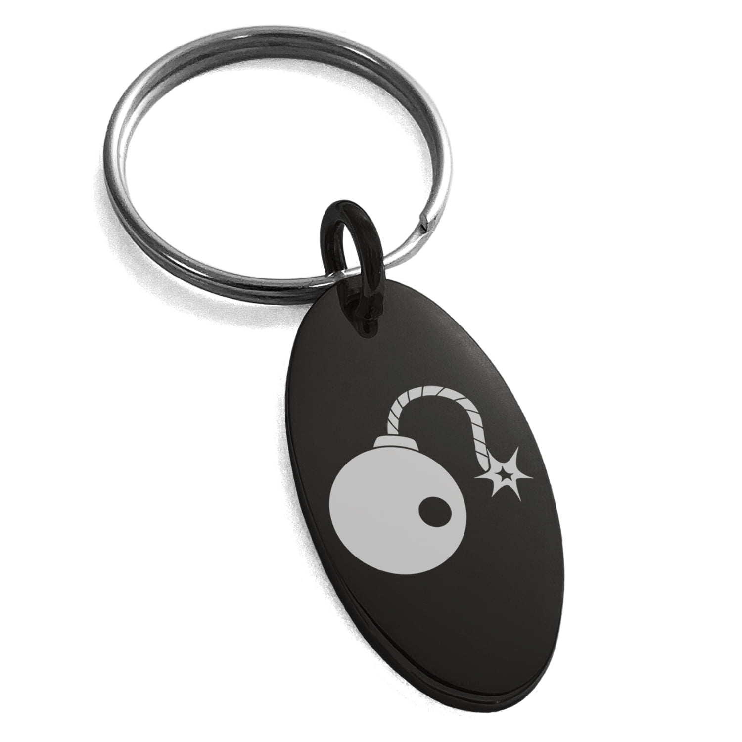 Stainless Steel Pirate Bombardier Icon Engraved Small Oval Charm ...