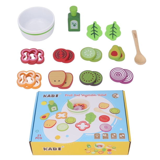 Pretend Vegetable Salad Toy Wooden Educational Pretend Wooden Fruit ...