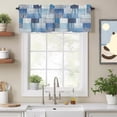 Blue Stripes Blocks Valance Curtains for Windows, Abstract Coastal ...