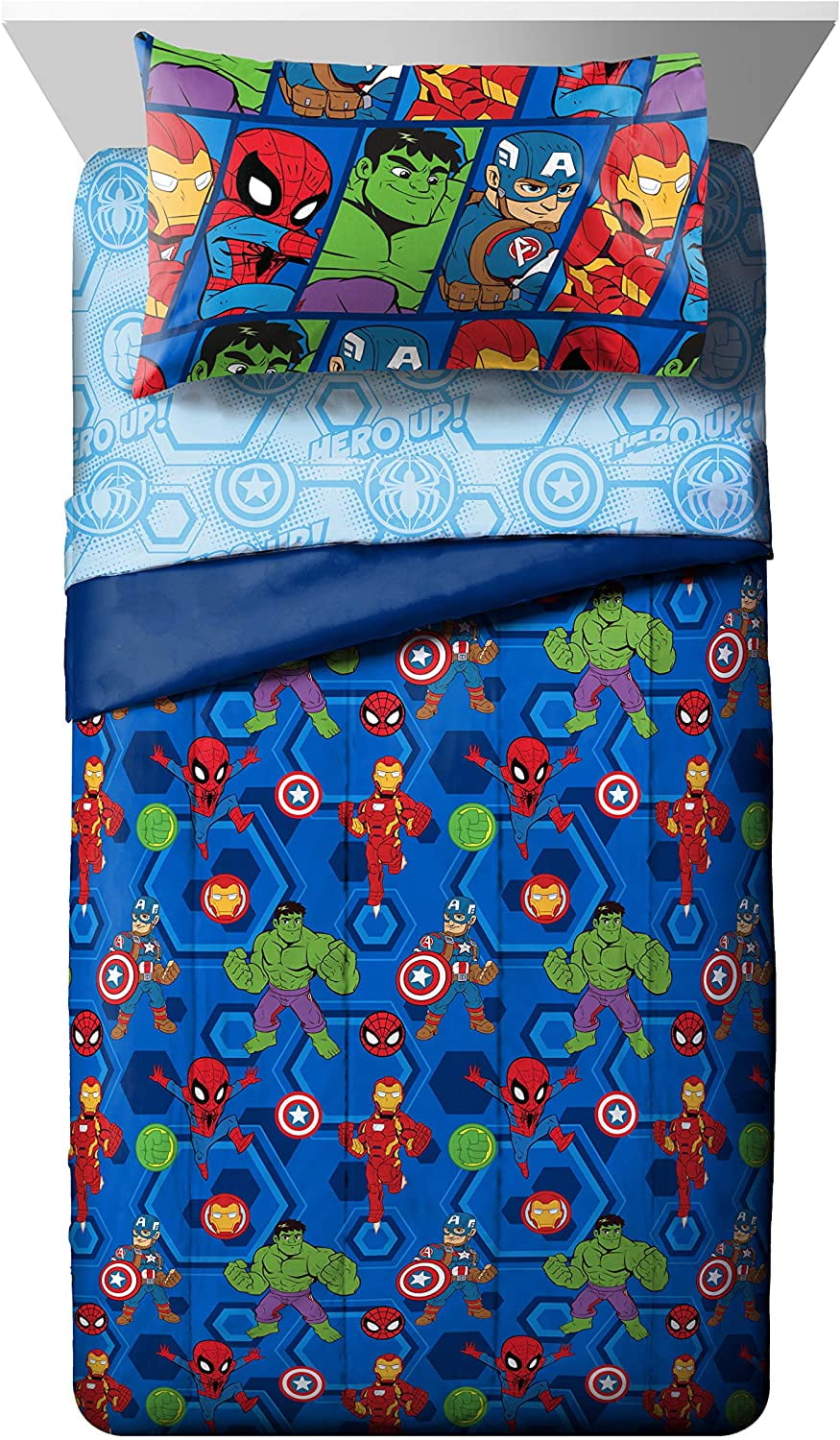 Marvel Super Hero Adventures Hero Together Blue 4 Piece Twin Bed Set ...