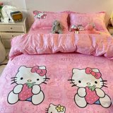 Sanrio Cartoon Cute Hello Kitty Bed Linen 4 Piece Pillowcase Duvet ...