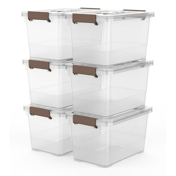 Plastic Storage Containers with Lids - 6 Pack 6 Quart Clear Storage ...