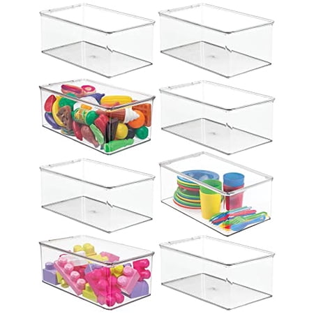 mDesign Plastic Stackable Deep Rectangular Storage Bin, Drawer or ...