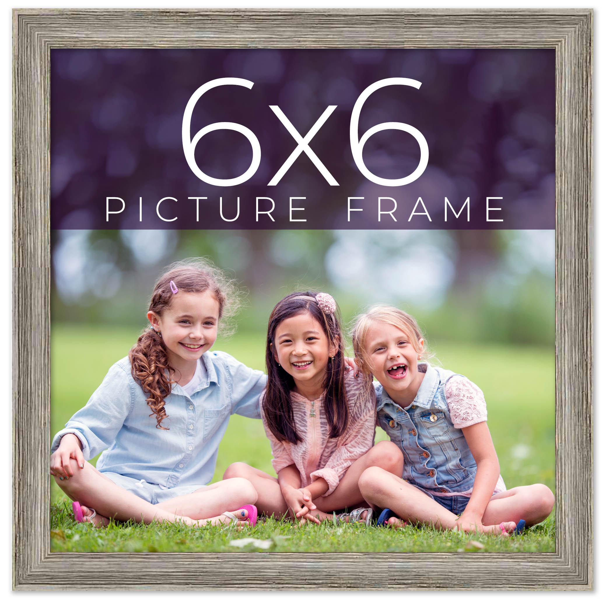 6x6 Frame Grey Real Wood Picture Frame Width 1 inches | Interior Frame ...