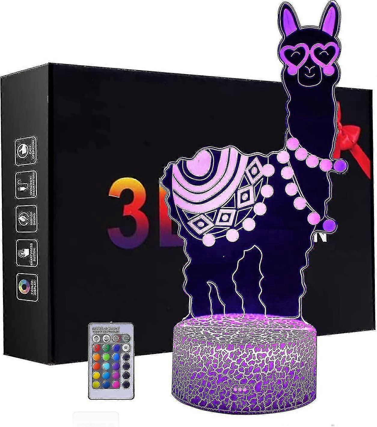 Llama Night Light, 3d Alpaca Illusion Lamps Children Led Desk Lamp With ...