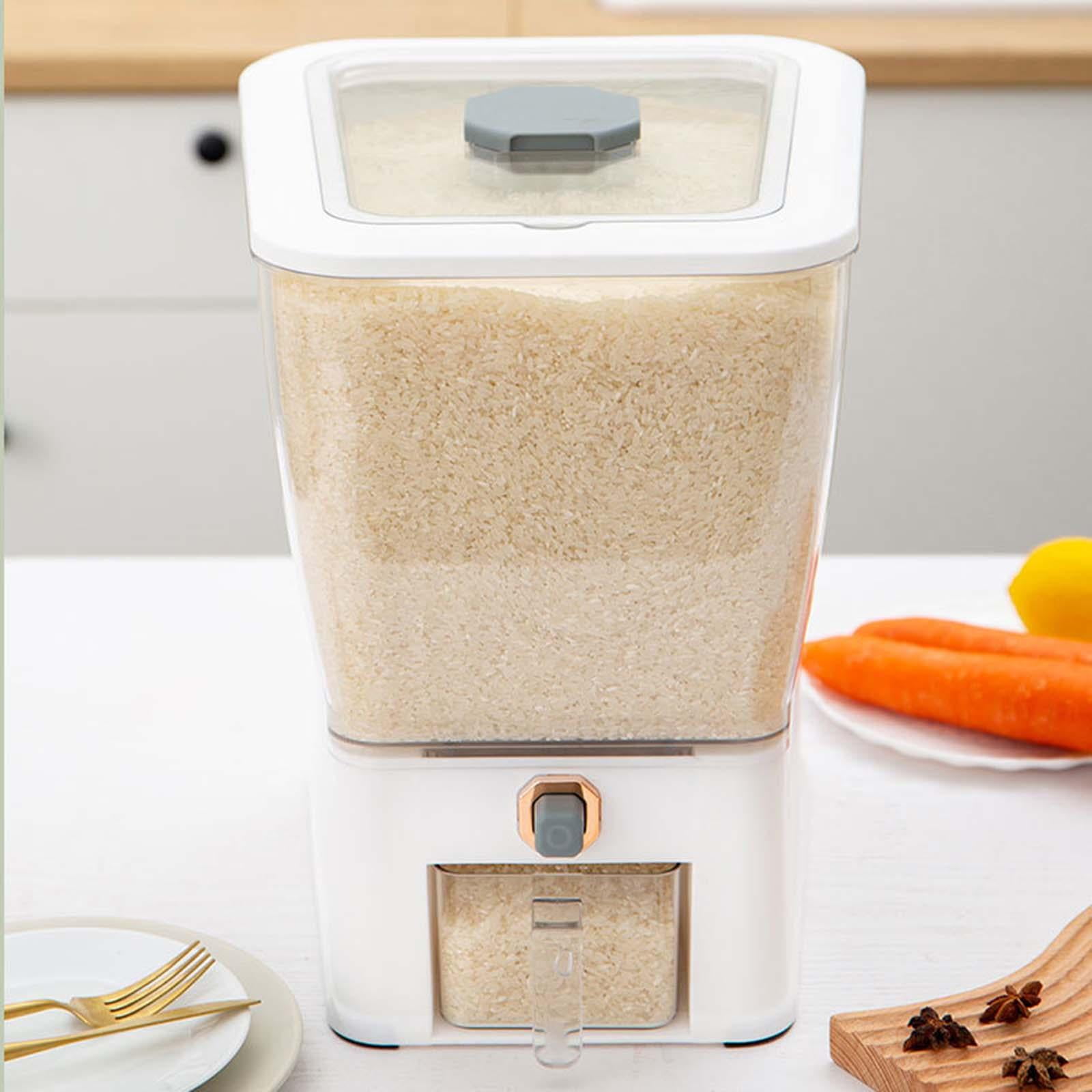 22 Lbs Rice Dispenser, Large Food Container with Lid, Rice Storage ...