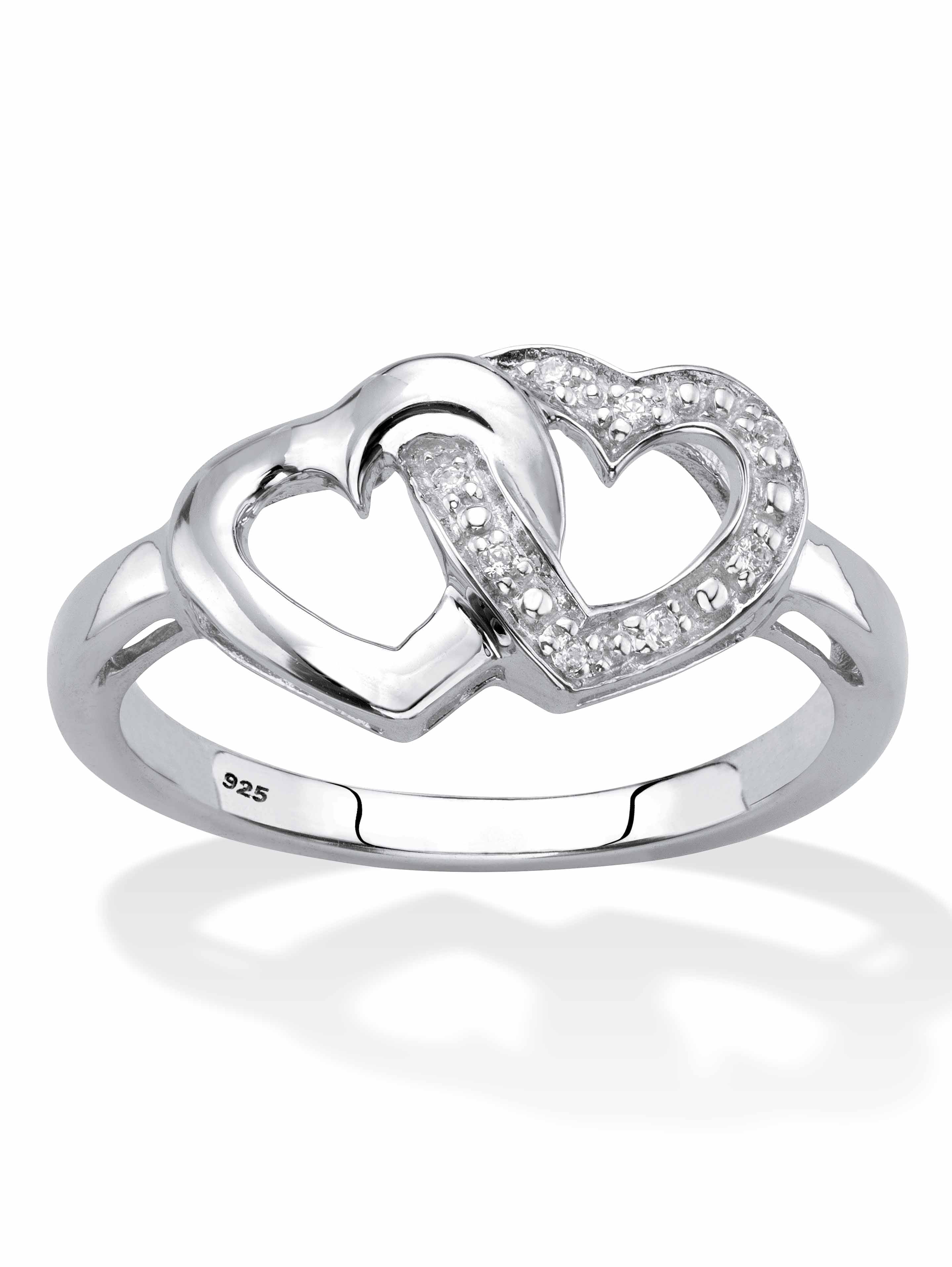 PalmBeach Jewelry Diamond Accent Interlocking Heart Promise Ring in 18k ...
