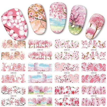 WREESH Nail Watermark Sticker Gold Watercolor FlowerColor Nail Sticker ...