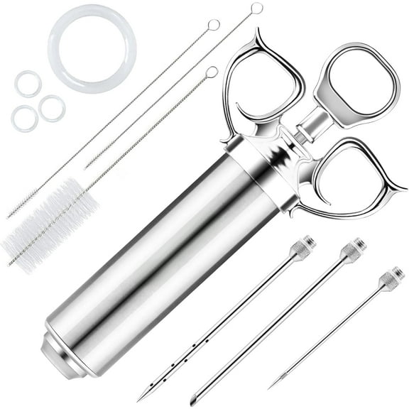 Expert Grill Stainless Steel Meat Injector Kit with 3 Needles for ...