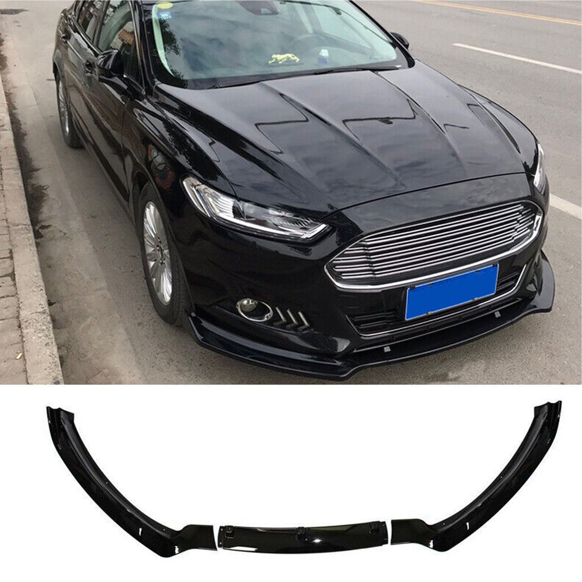 NINTE Front Bumper Lip for 2013-2016 Ford Fusion Mondeo Gloss Black ...