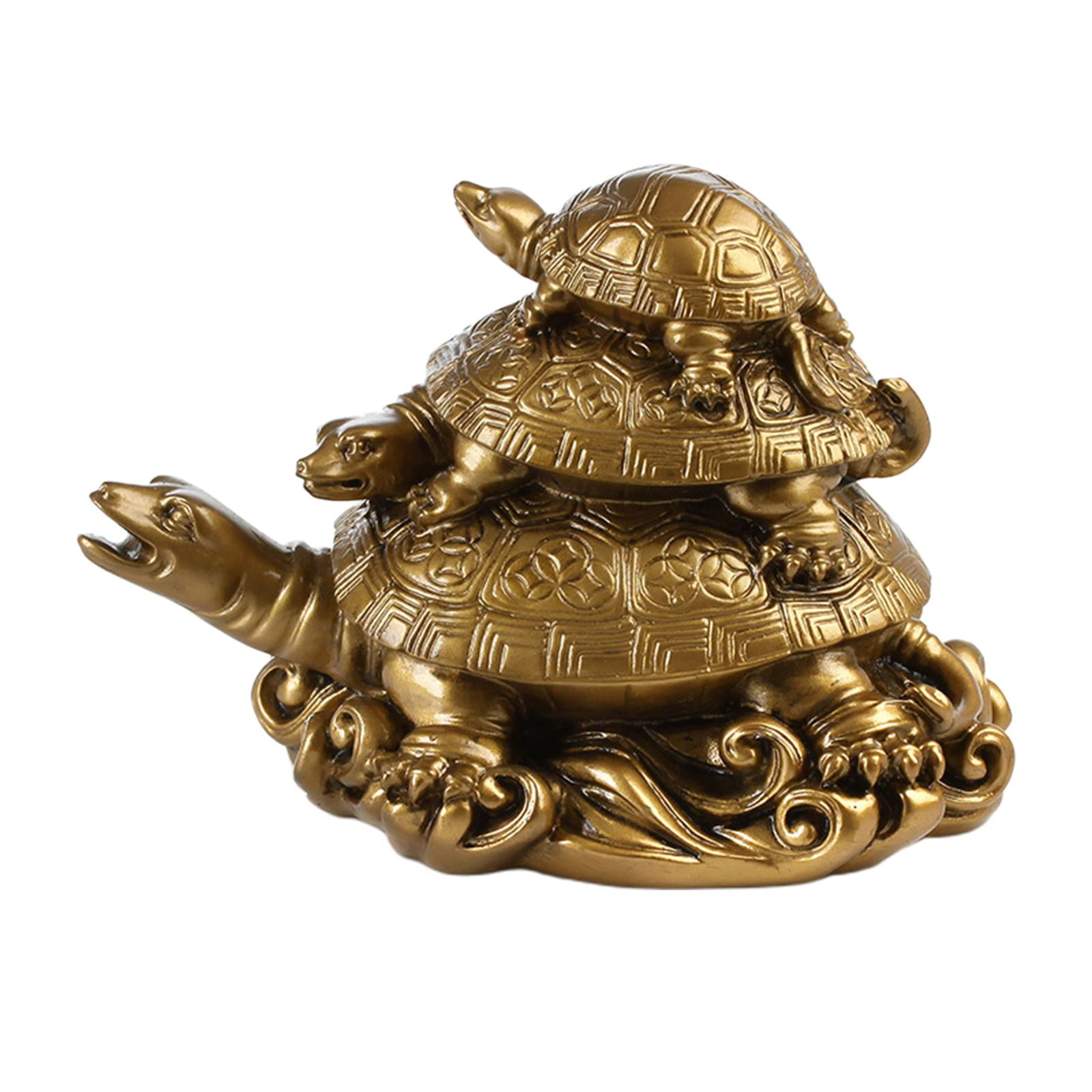 Home Décor Statues Vintage Dark Red Resin Feng Shui 3 Tier Tortoise ...