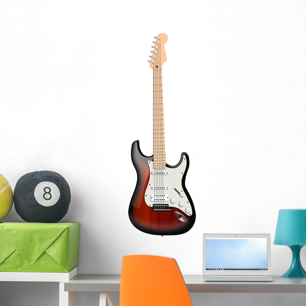 Guitar Wall Decal by Wallmonkeys Peel and Stick Graphic (36 in H x 12 ...