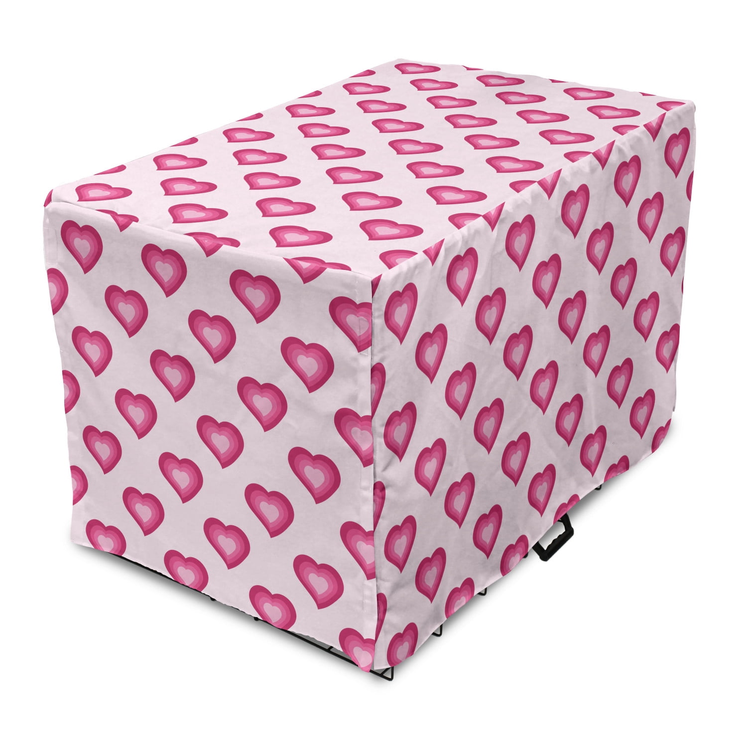 Pale Pink Dog Crate Cover, Heart with Ombre Inspired Effect Cartoon ...