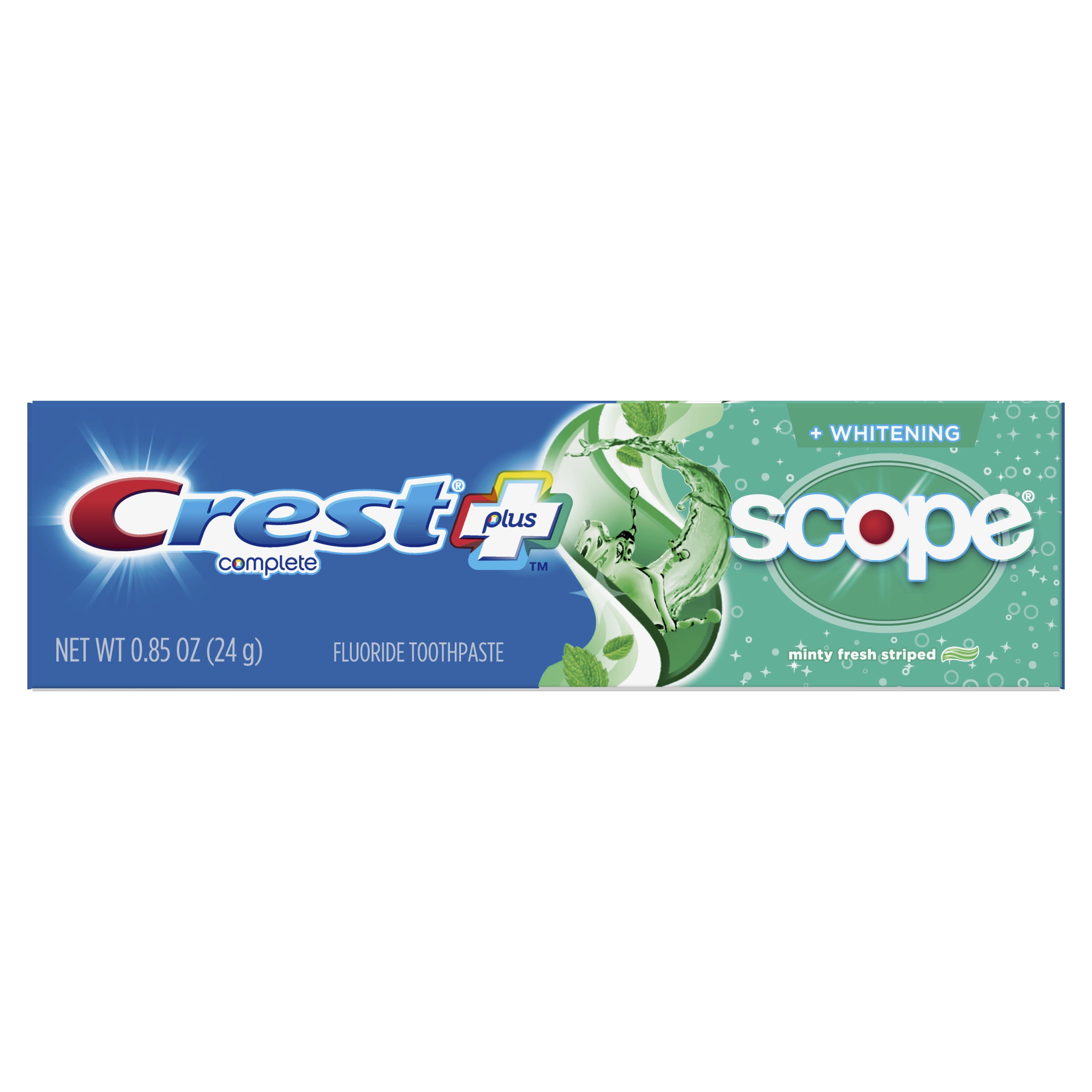 Crest + Scope Complete Whitening Toothpaste, Minty Fresh, .85 oz ...